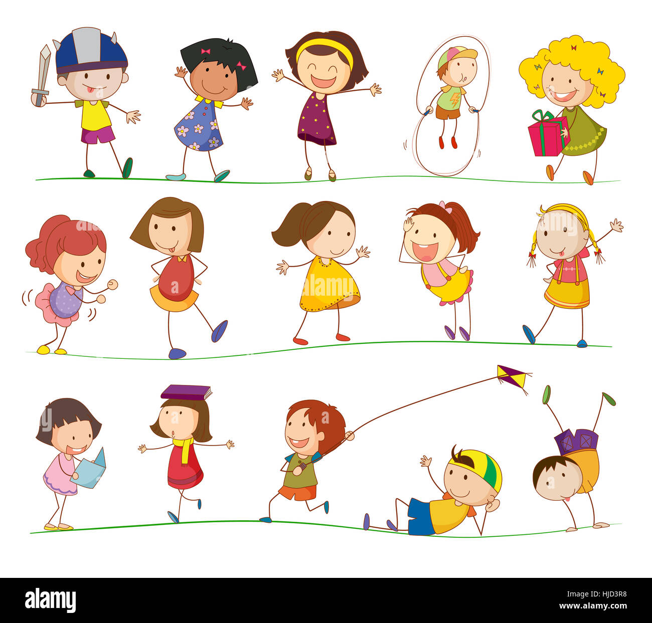 Cartoon walking stick children Cut Out Stock Images & Pictures - Alamy