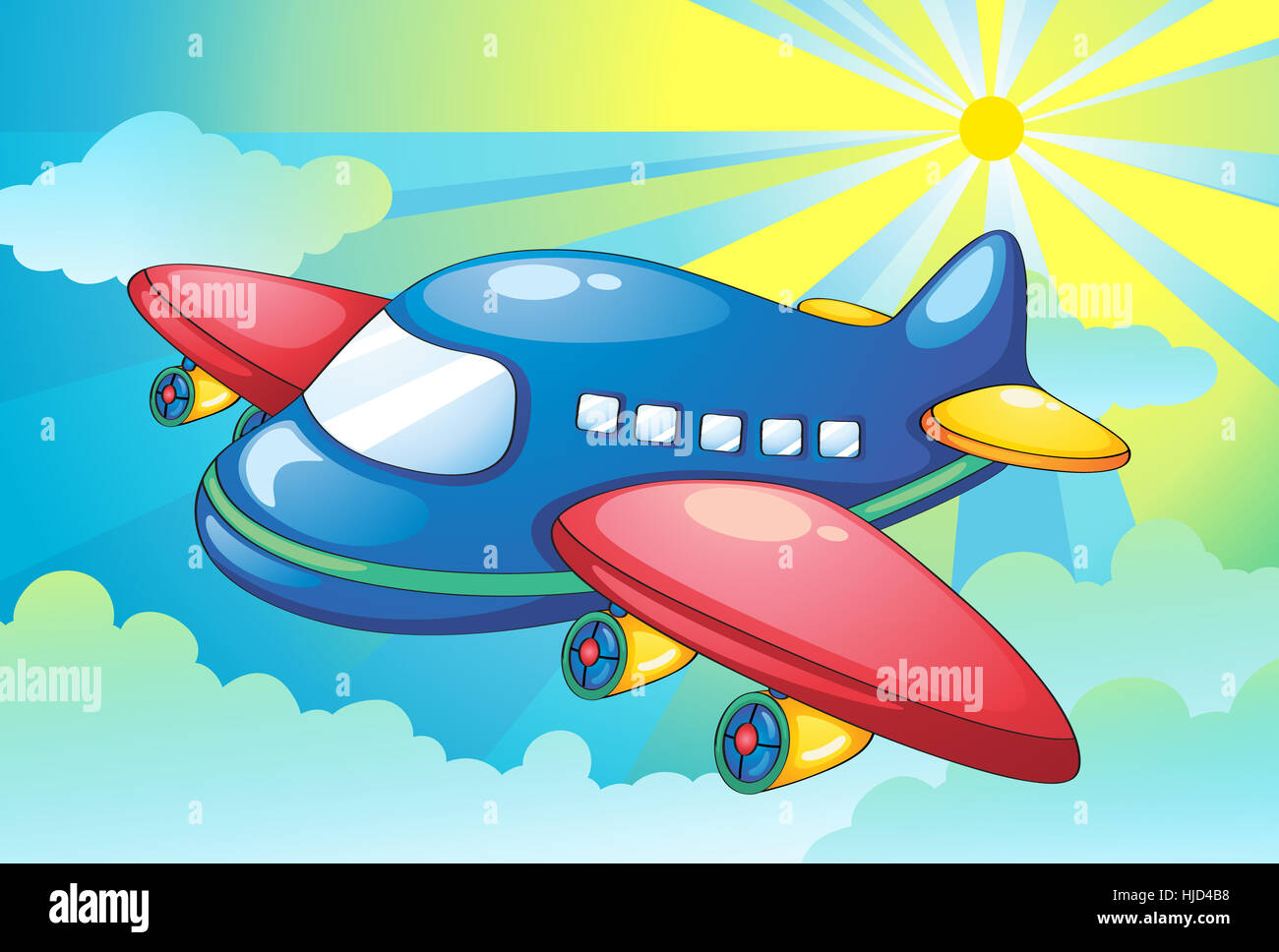 blue, travel, single, isolated, colour, graphic, cloud, moon, propeller ...