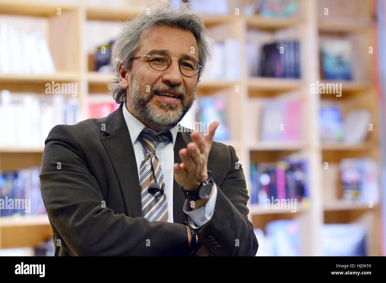 Turkish journalist Can Dündar taking part in the opening of the online ...