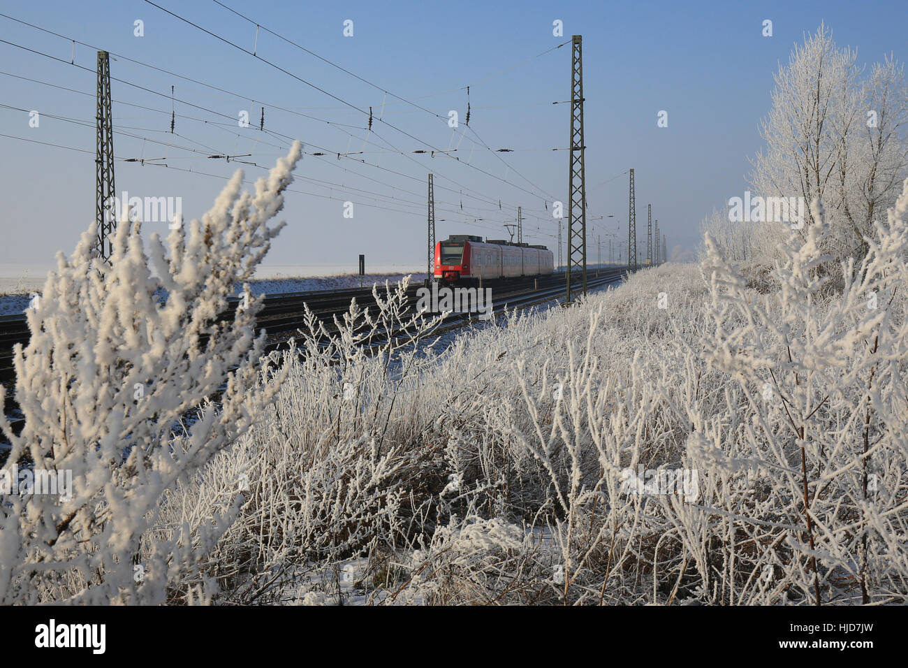 Magdeburg, Germany. 22nd Jan, 2017. A regional train of the 'Elbe-Saale ...