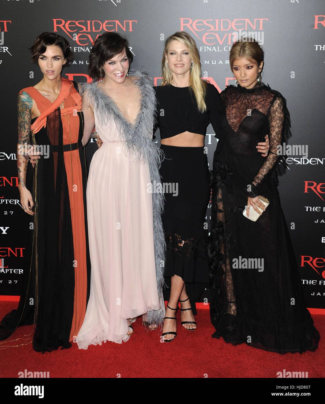 Los Angeles, USA. 23rd Jan, 2017. Ruby Rose, Milla Jovovich, Ali Larter ...