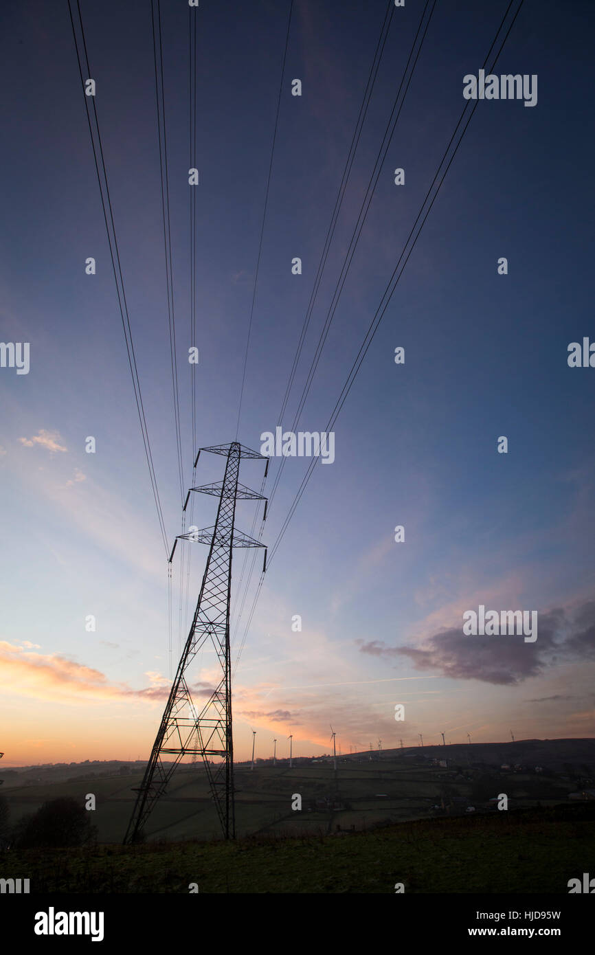 Thornton, Bradford, West Yorkshire, UK. 24th Jan, 2017. Pylons and ...