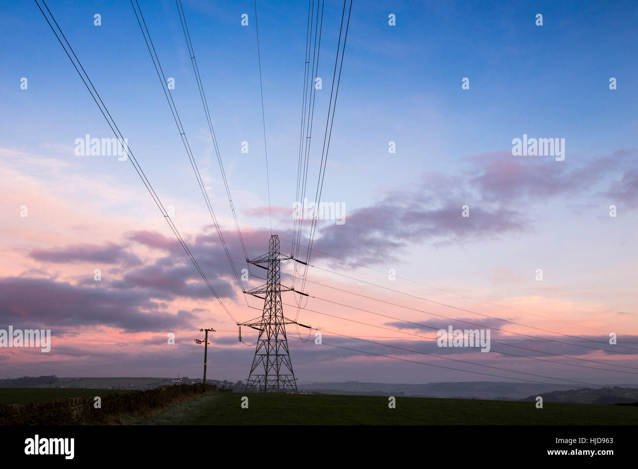 Thornton, Bradford, West Yorkshire, UK. 24th Jan, 2017. Pylons and ...