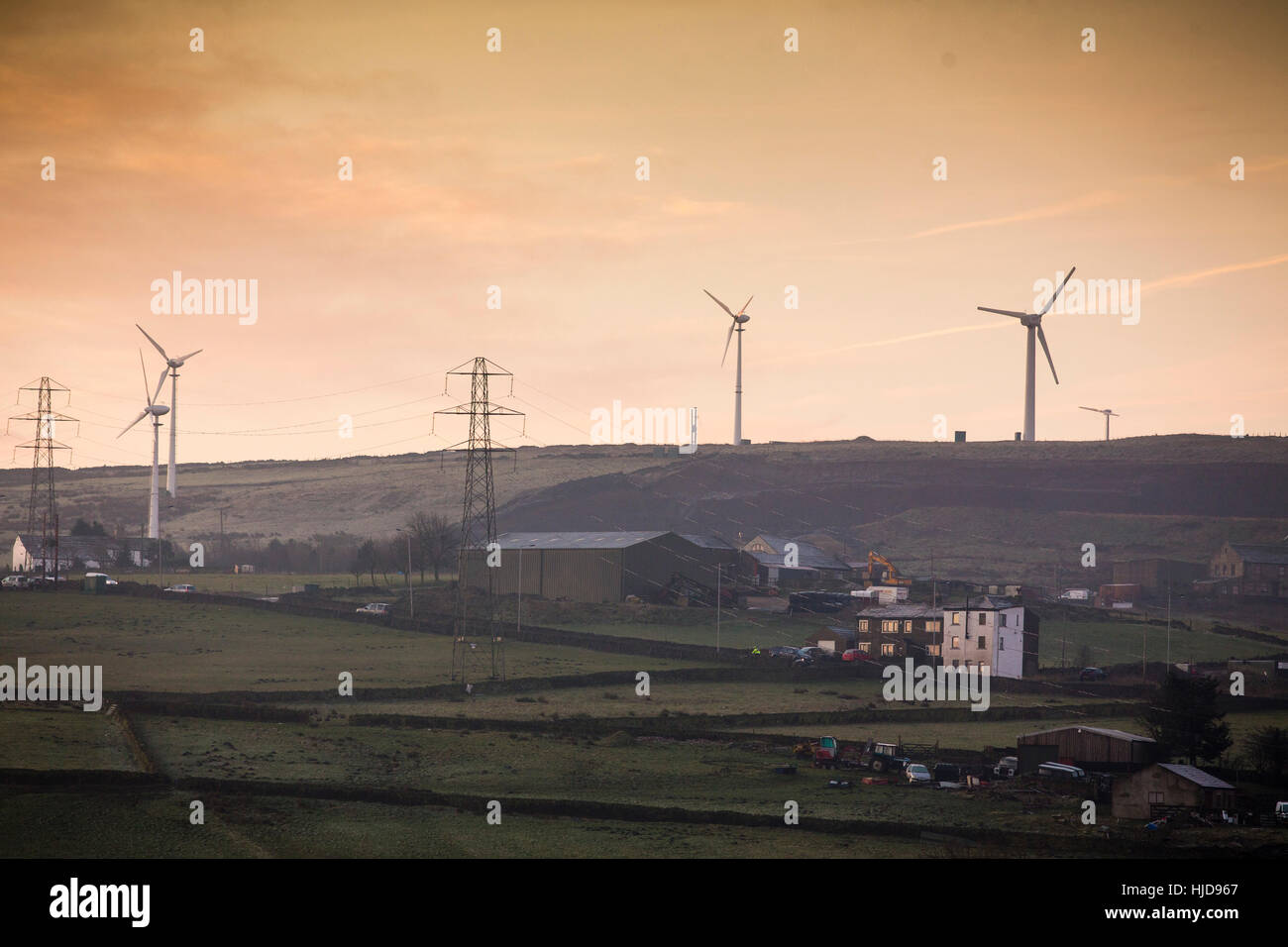 Thornton, Bradford, West Yorkshire, UK. 24th Jan, 2017. Pylons and ...