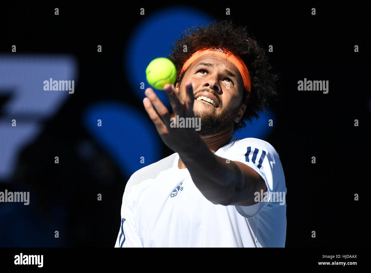 Melbourne Park, Melbourne, Australia. 24th Jan, 2017. Jo-Wilfried Tsonga (FRA) in his match ...