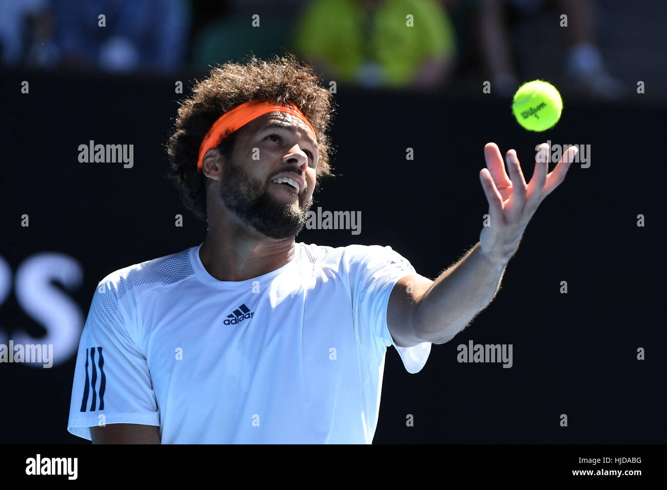 Melbourne Park, Melbourne, Australia. 24th Jan, 2017. Jo-Wilfried Tsonga (FRA) in his match ...