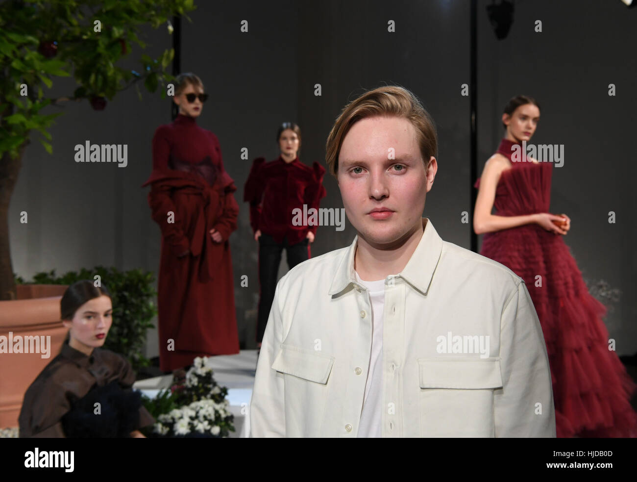 The German designer Danny Reinke, photographed during his show at the ...