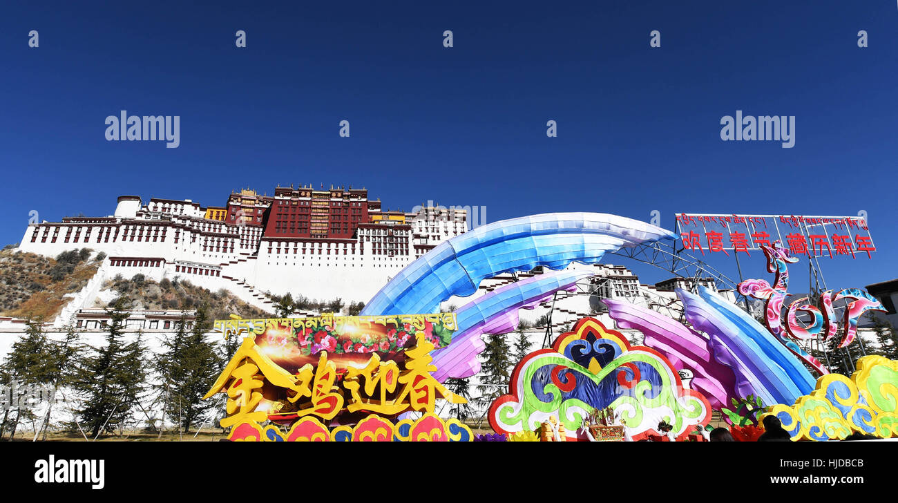 Lhasa. 24th Jan, 2017. Photo taken on Jan. 24, 2017 shows the Spring ...