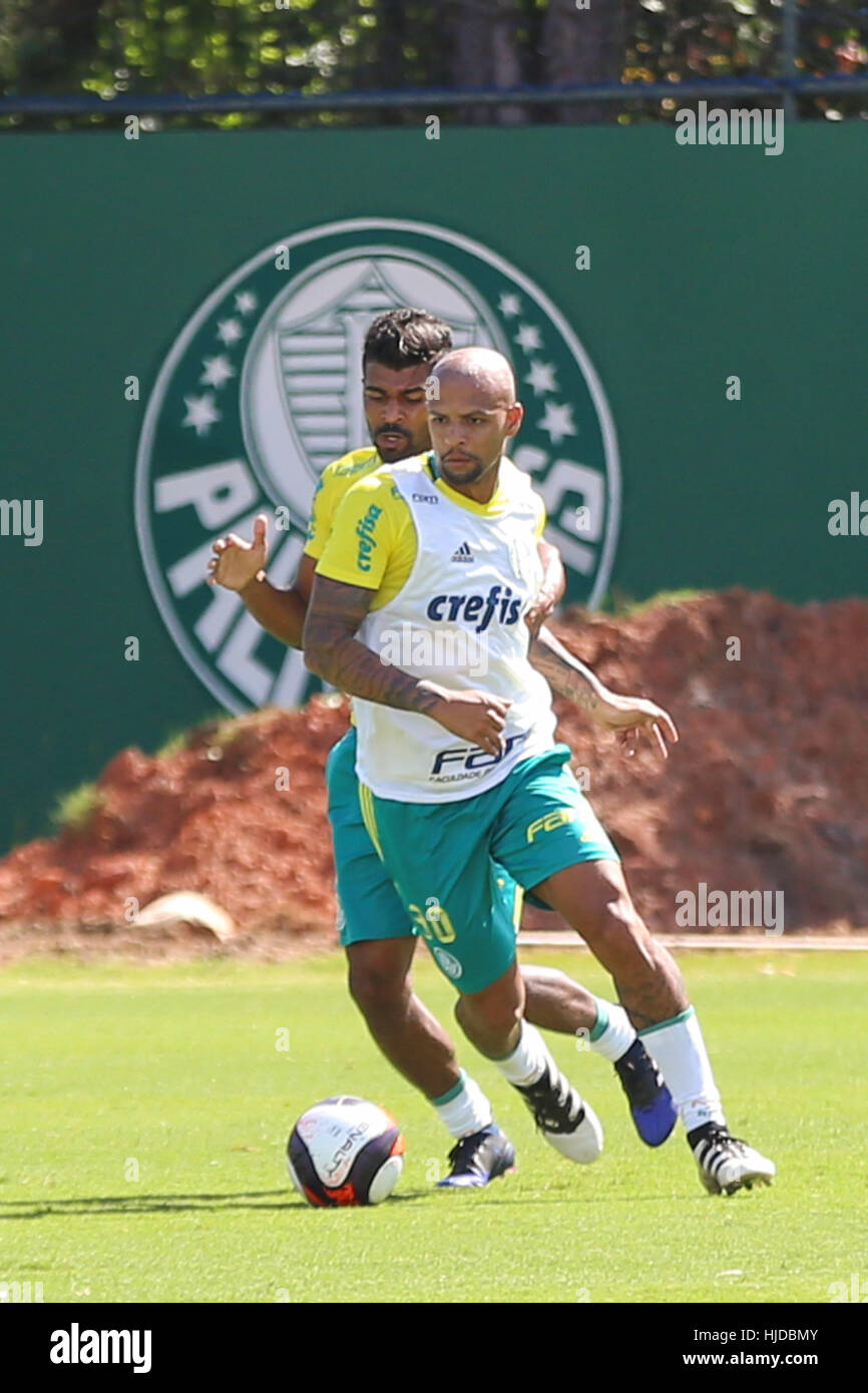 SÃO PAULO, SP - 24.01.2017: TREINO DO PALMEIRAS - Pictured players ...