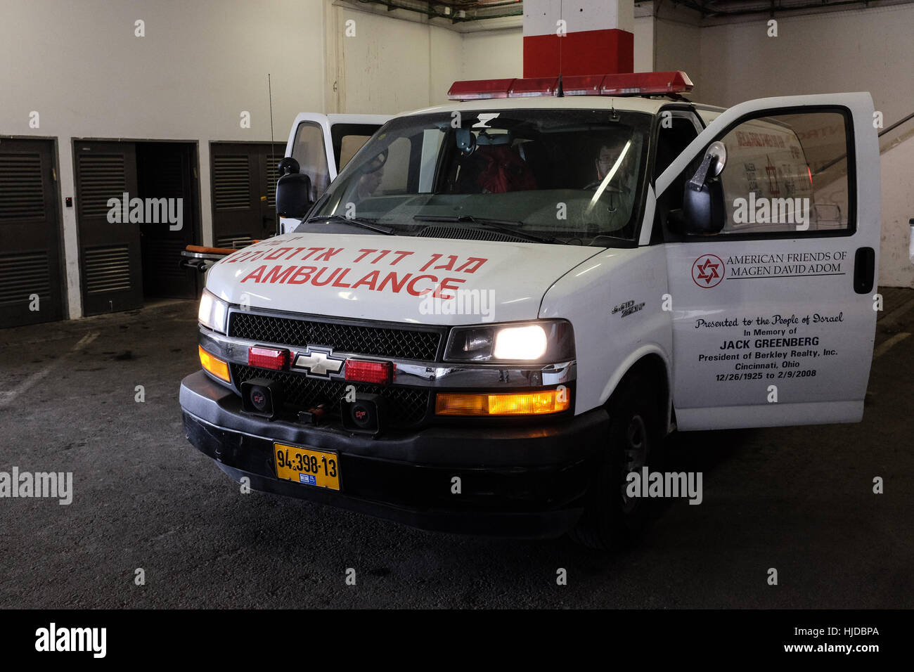Jerusalem, Israel. 24th January, 2017. A Life Support Ambulance is ...
