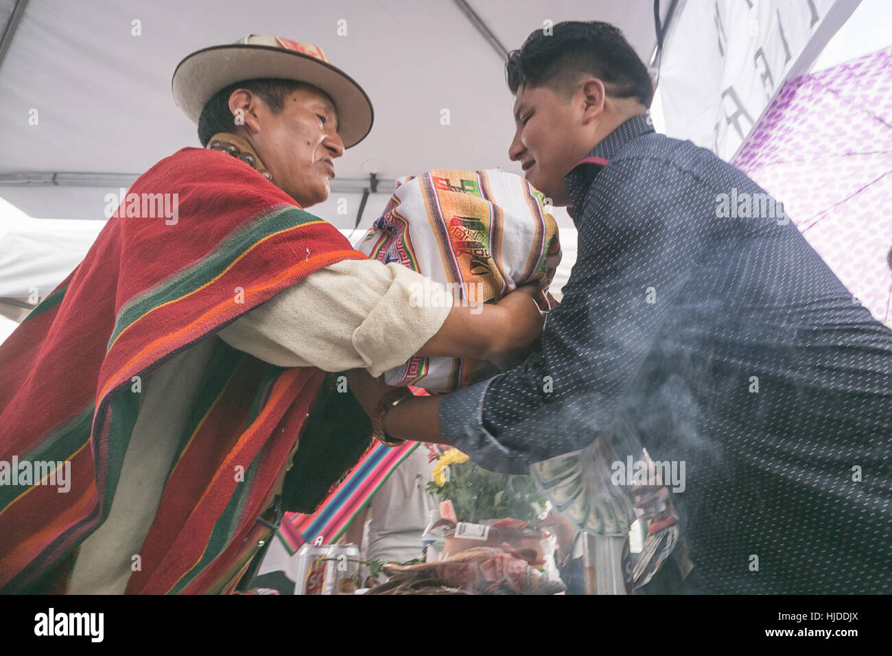 Sao Paulo, Brazil. 24th Jan, 2017. Hundreds of Bolivians celebrate the ...