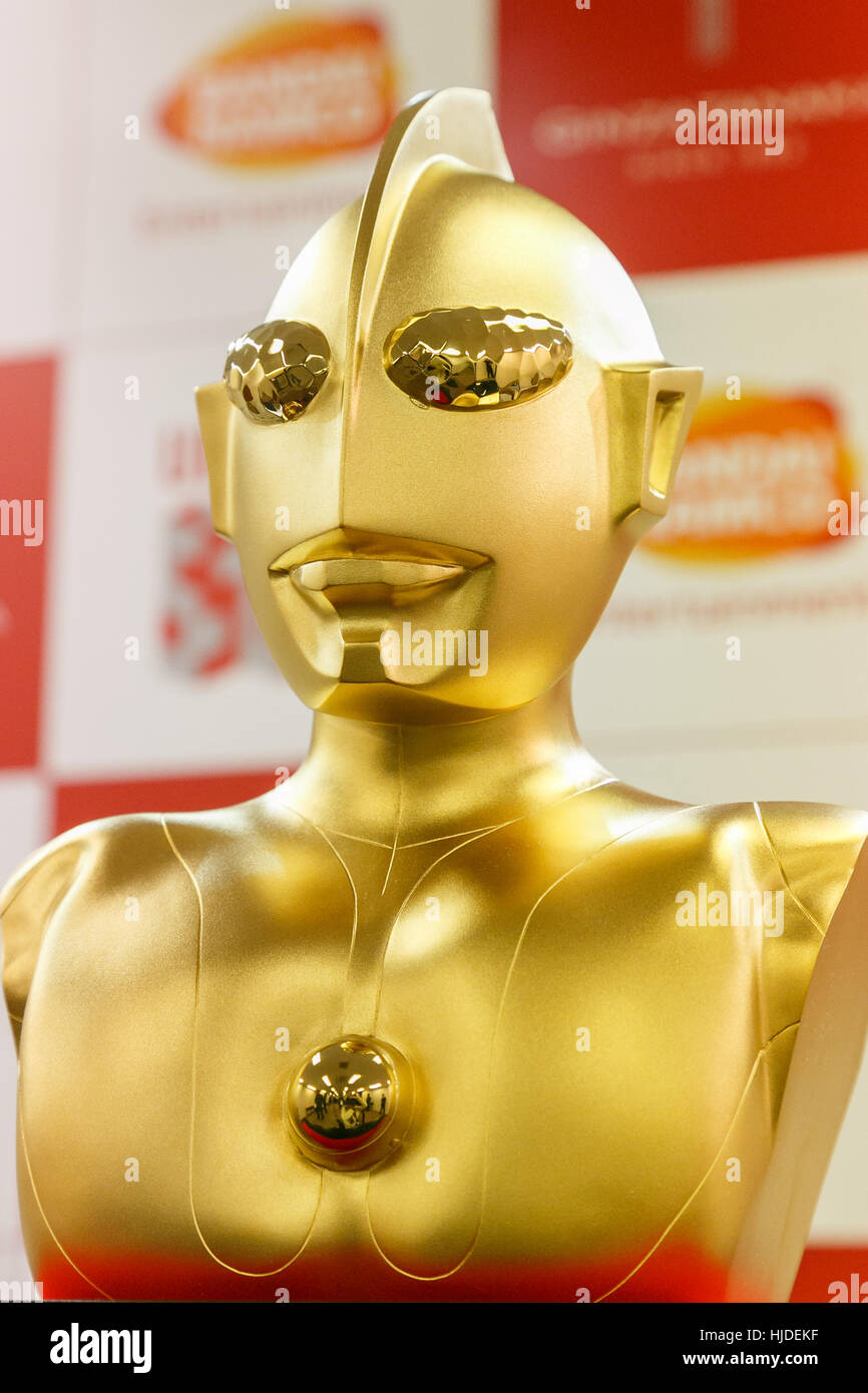 Tokyo, Japan. 25th Jan, 2017. A pure gold commemorative bust of ...