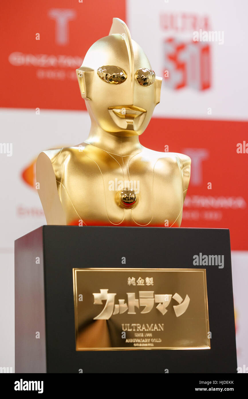 Tokyo, Japan. 25th Jan, 2017. A pure gold commemorative bust of ...