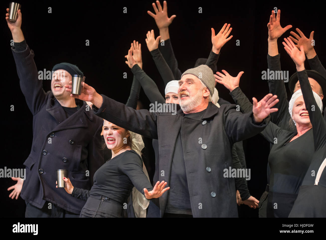 Rudolstadt, Germany. 24th Jan, 2017. Actors perform during a rehearsal ...