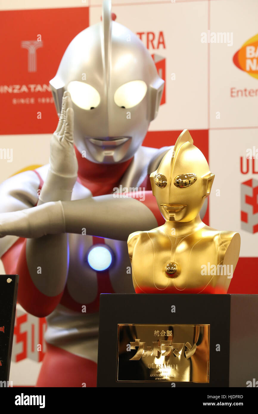 Tokyo, Japan. 25th Jan, 2017. Japan's hero character Ultraman displays ...
