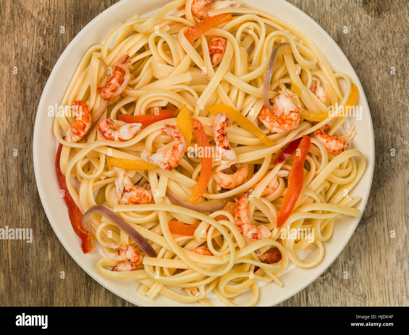 Italian Style Linguine Pasta With Seafood Crayfish Tails Stock Photo ...