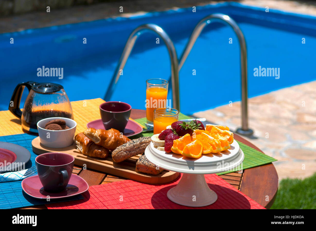 healthy breakfast at pool side Stock Photo - Alamy