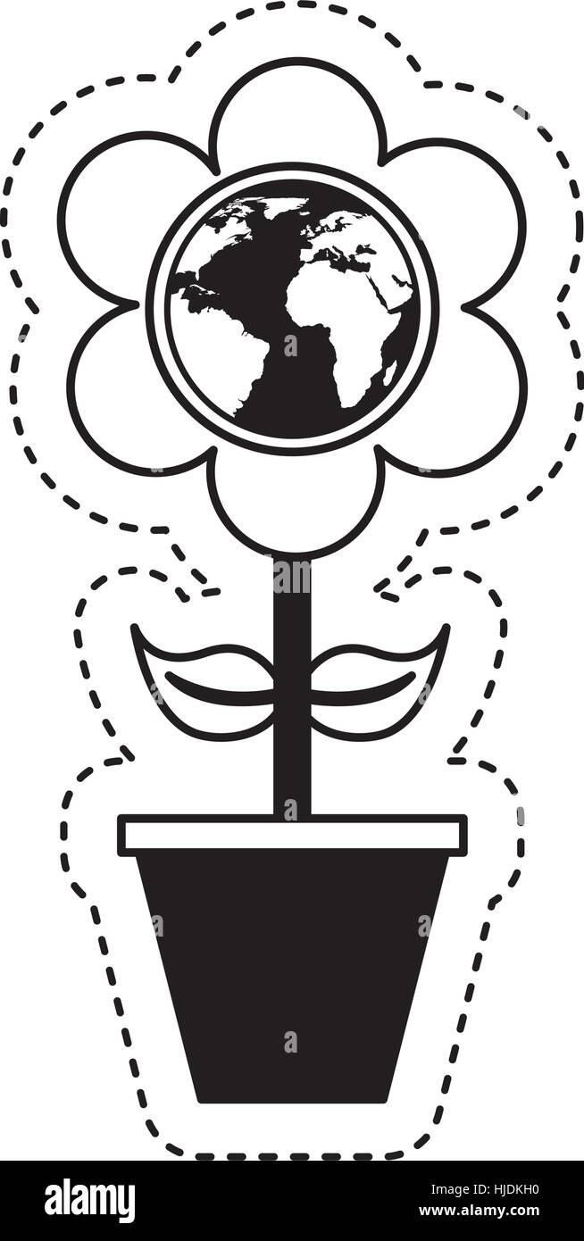 cute flower with earth planet vector illustration design Stock Vector ...