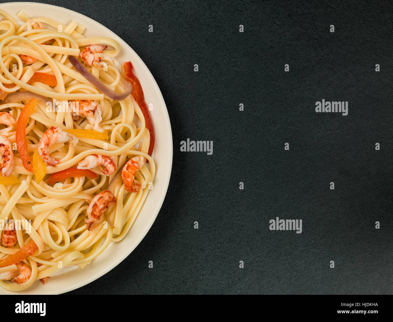 Italian Style Linguine Pasta With Seafood Crayfish Tails Stock Photo ...