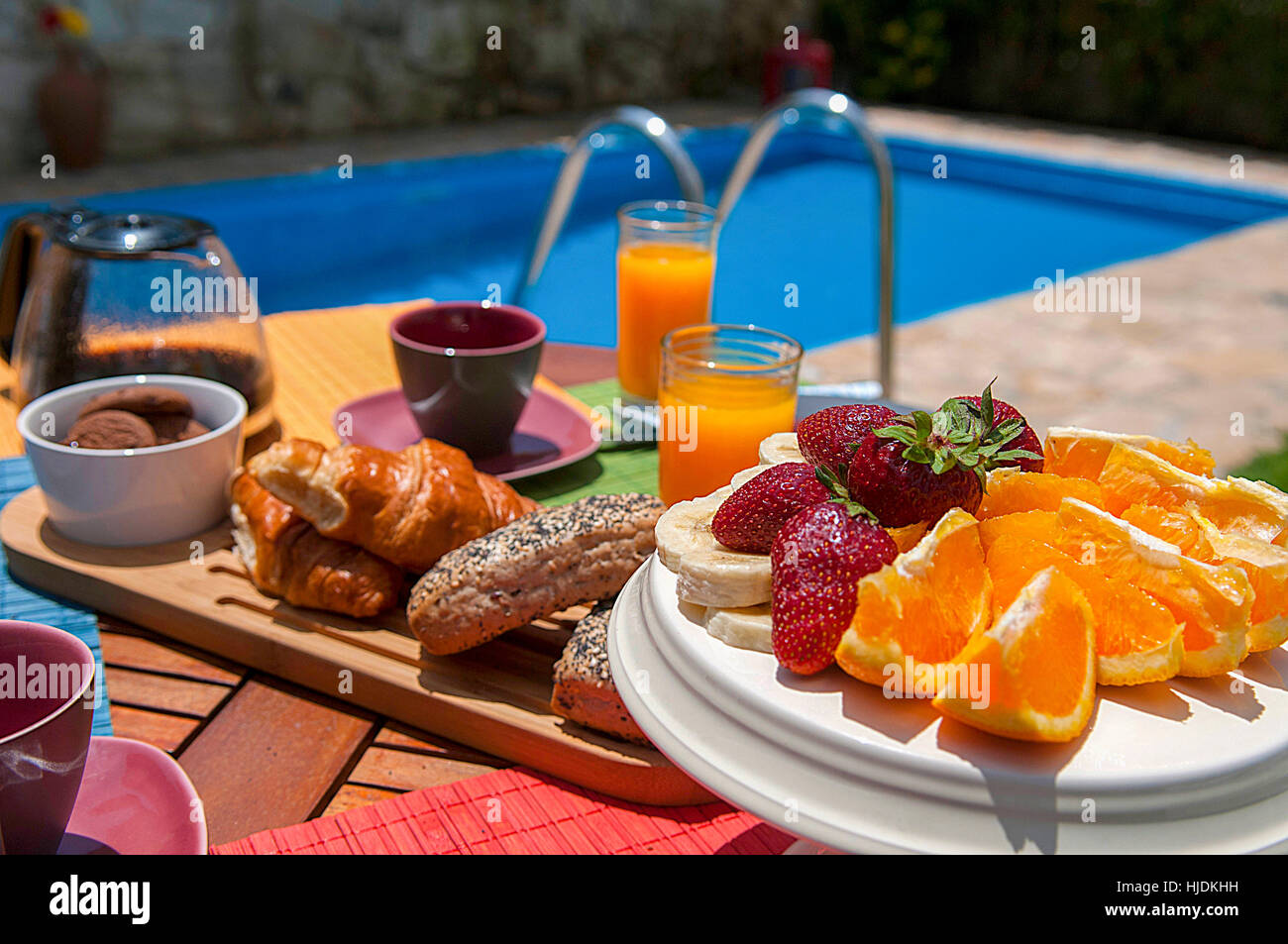 healthy breakfast at pool side Stock Photo - Alamy