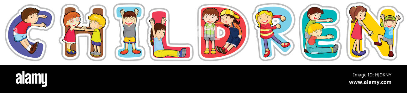 illustration of english word children on a white background Stock Photo ...