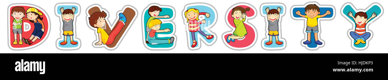 illustration of english word diversity on a white background Stock ...