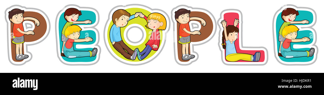 illustration of english word people on a white background Stock Photo ...