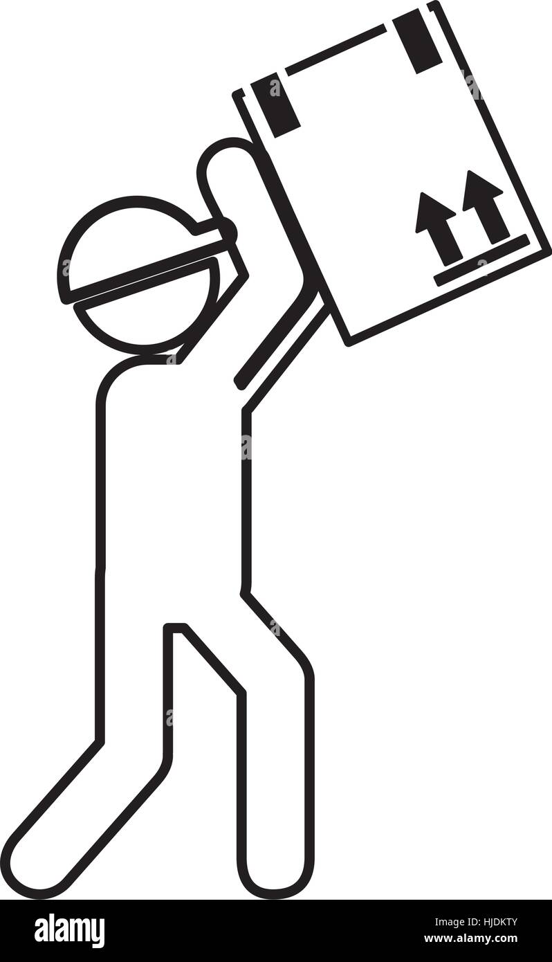 worker silhouette lifting box vector illustration design Stock Vector ...