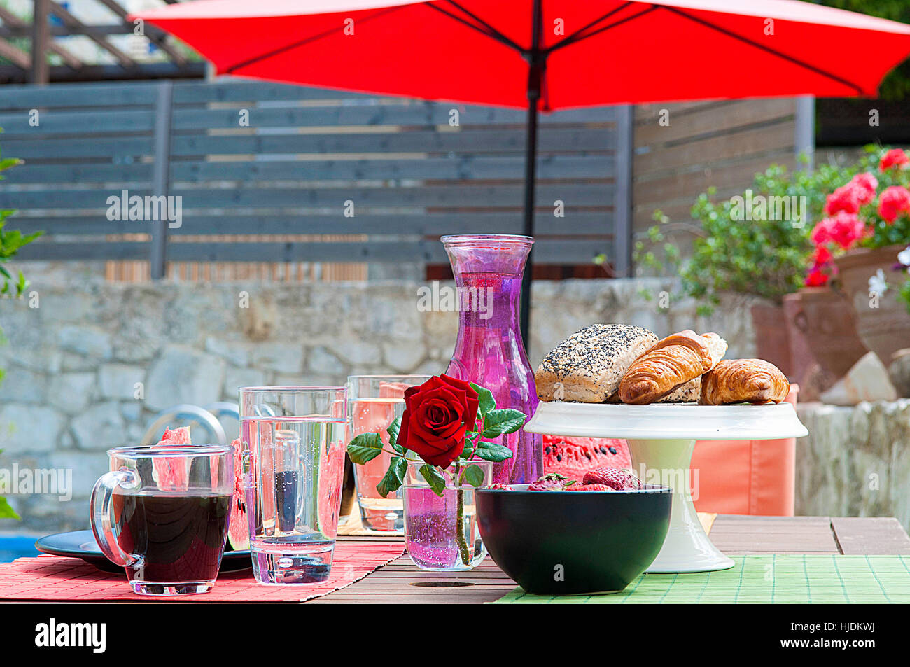 healthy breakfast at pool side Stock Photo - Alamy