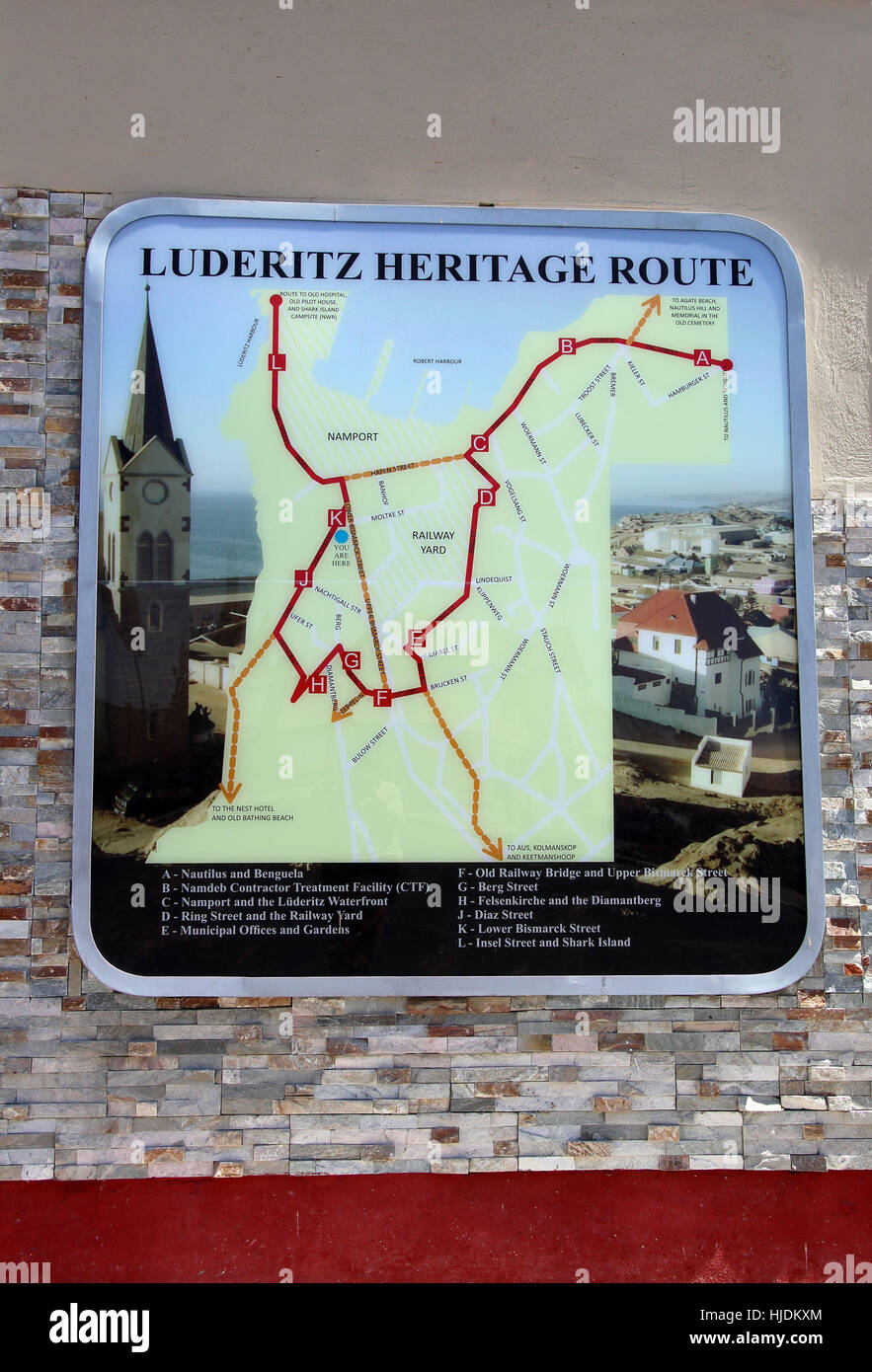 Tourist information map at Luderitz in Namibia Stock Photo - Alamy