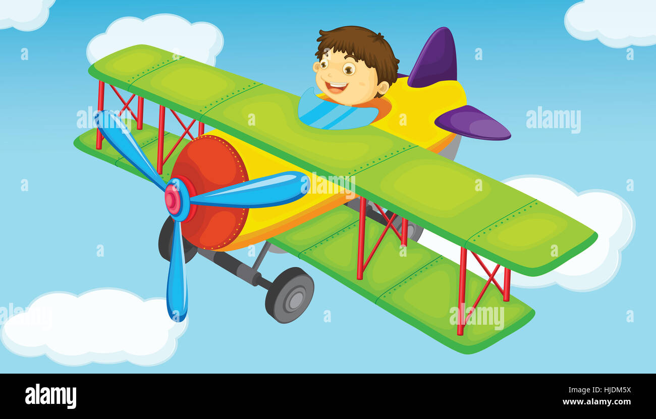 Cartoon Pilot Flies Small Plane Stock Photos & Cartoon Pilot Flies ...