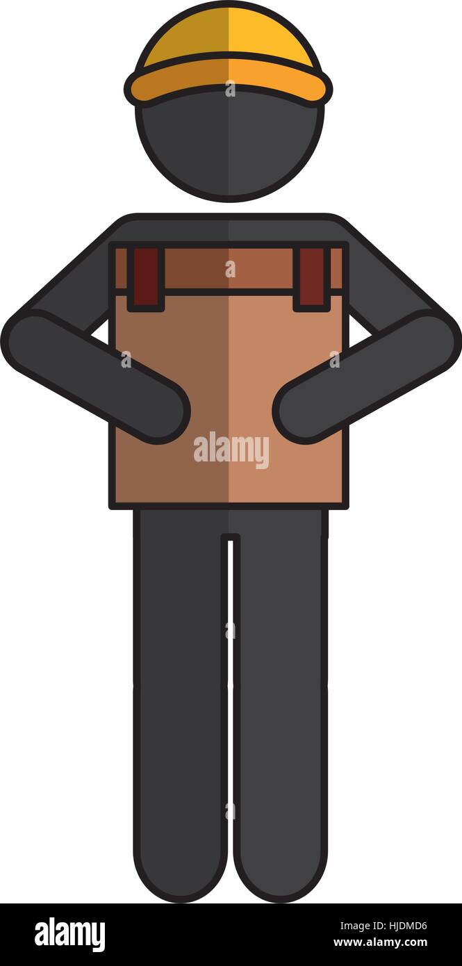 worker silhouette lifting box vector illustration design Stock Vector ...