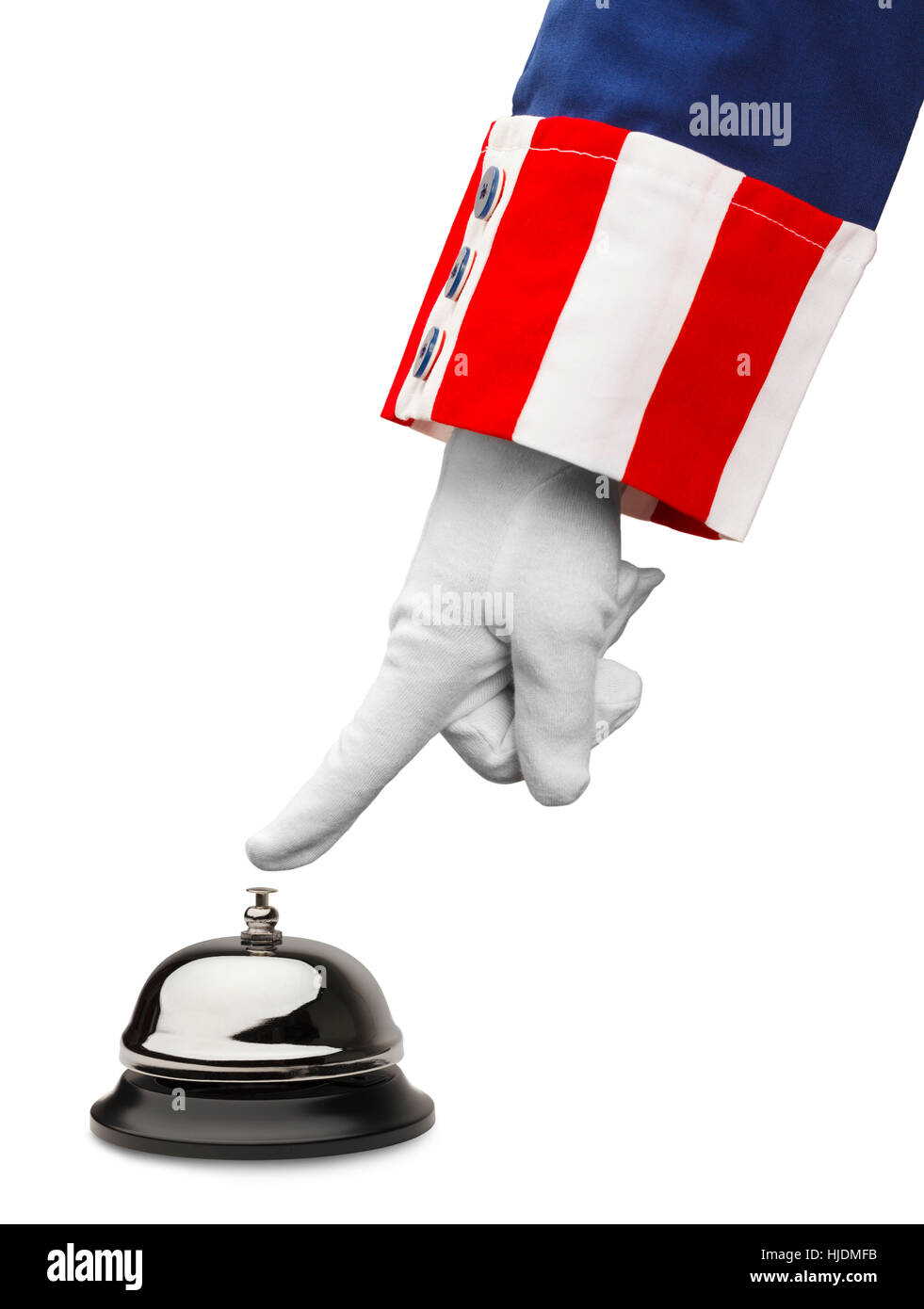 President About to Push Service Bell Isolated on White Stock Photo - Alamy