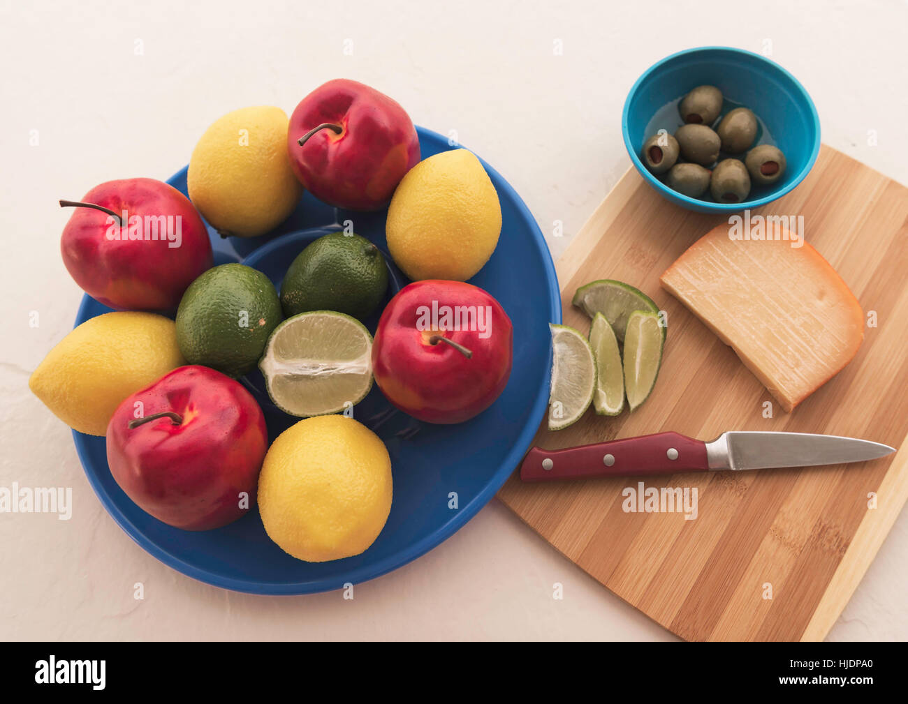 Healthy snack from fruit trees, olives trees, and homemade cheese to ...