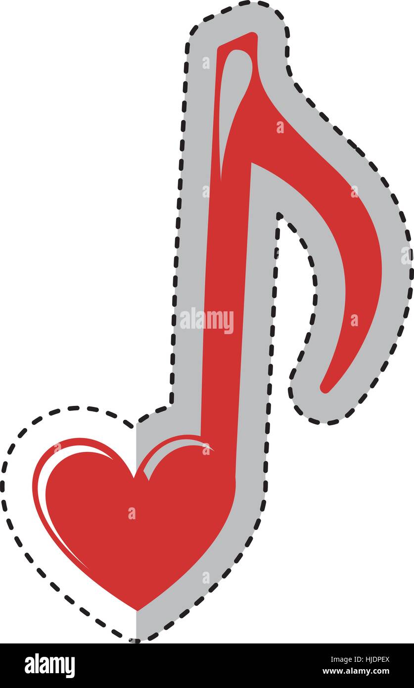 music note with heart vector illustration design Stock Vector Image ...