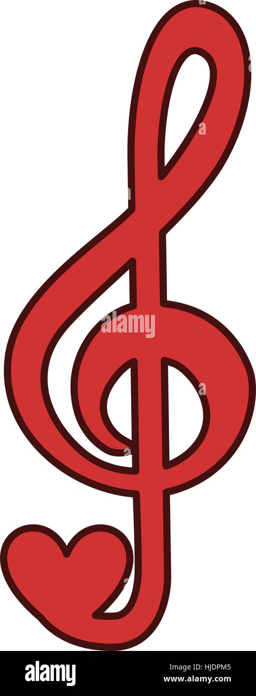 music note with heart vector illustration design Stock Vector Image ...