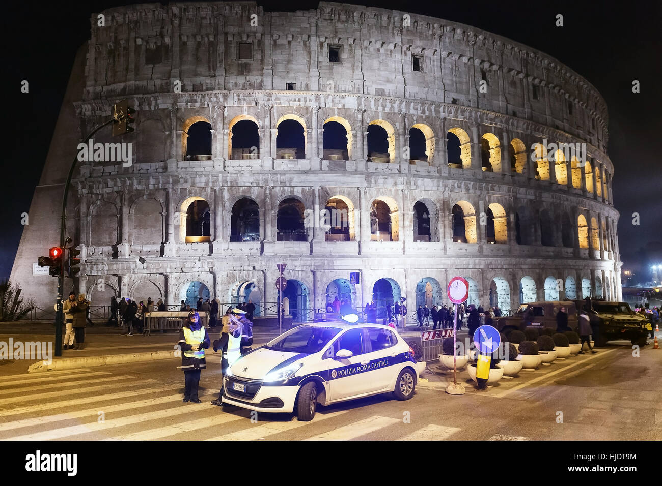 Rome, Italy - January 1, 2017: A car of the municipal police, with ...