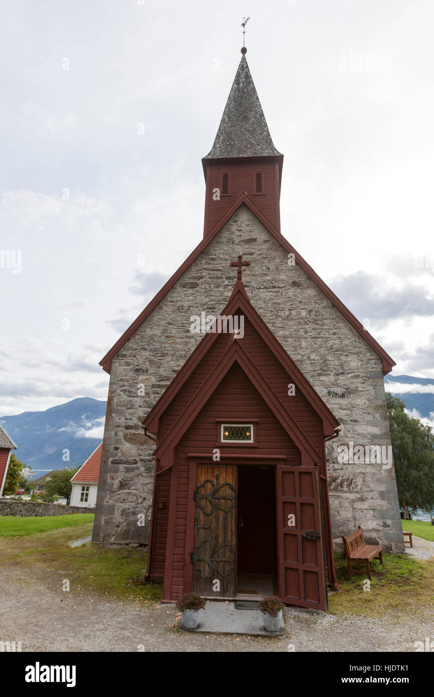 Main entrance of Dale Church, Luster Stock Photo - Alamy