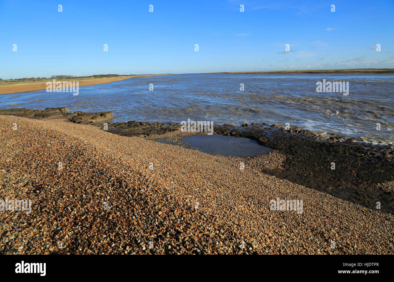 North Weir Point the southern tip of Orford Ness spit, River Ore ...