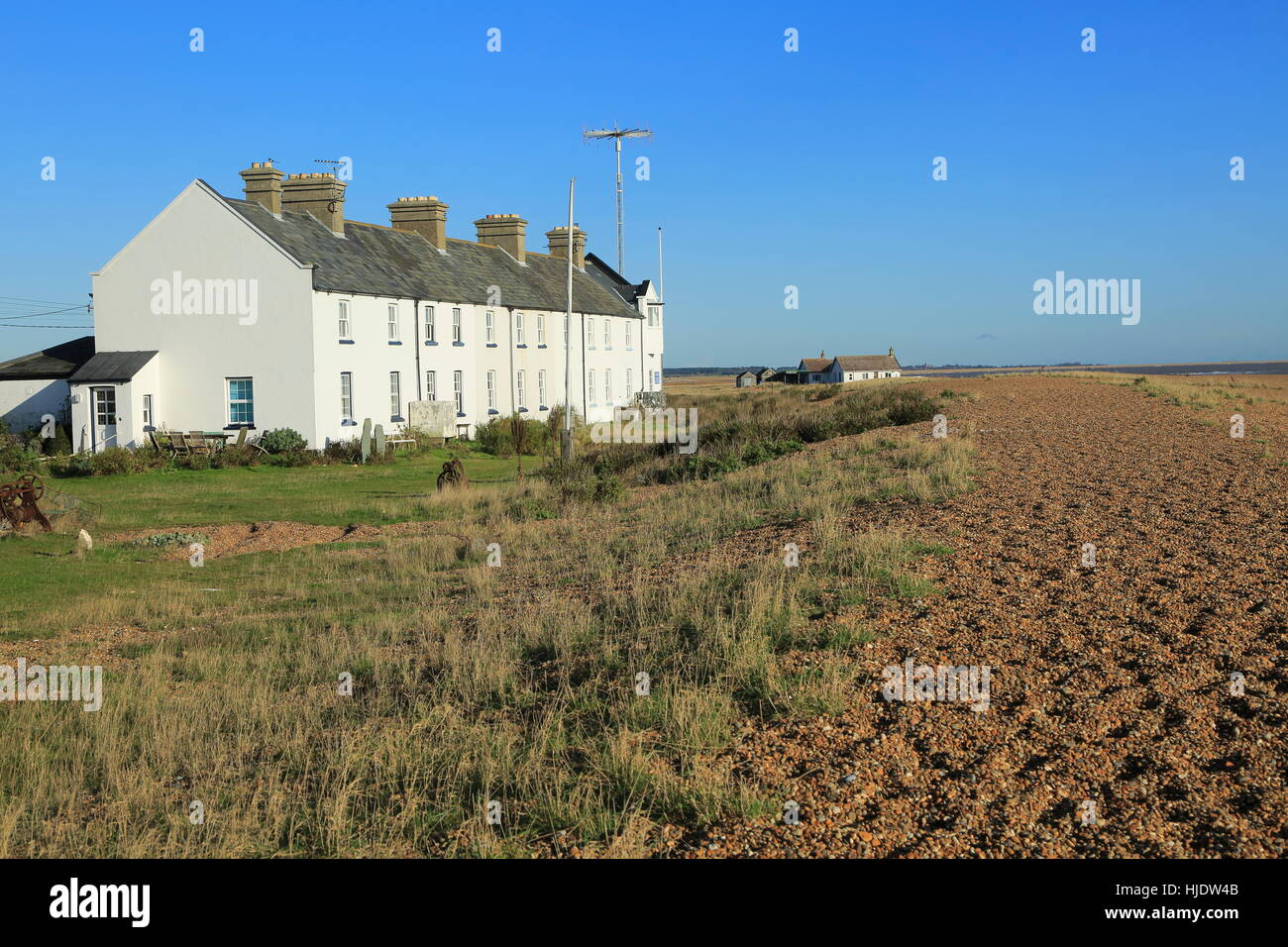 Coastguard Cottage, beach housing on the coast, Shingle Street, Suffolk ...