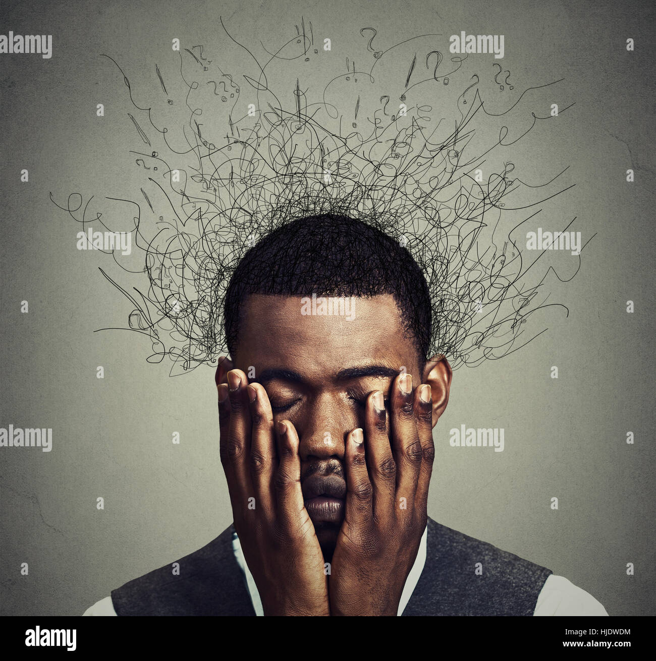 Depressed worried young man with worried desperate stressed expression ...