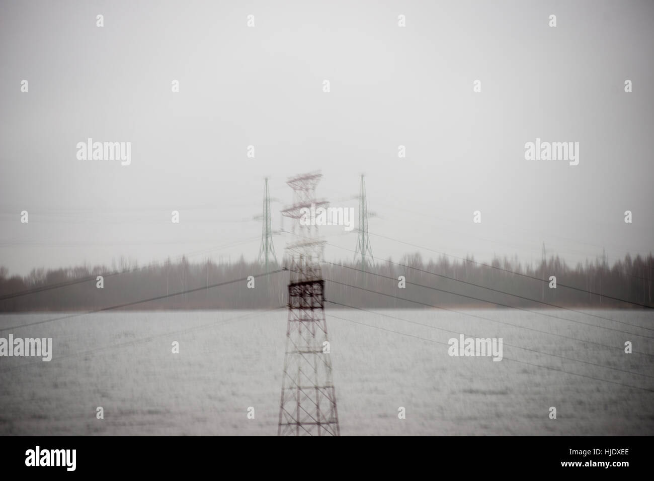 transmitter tower. radar lines with sky in background. double exposure ...