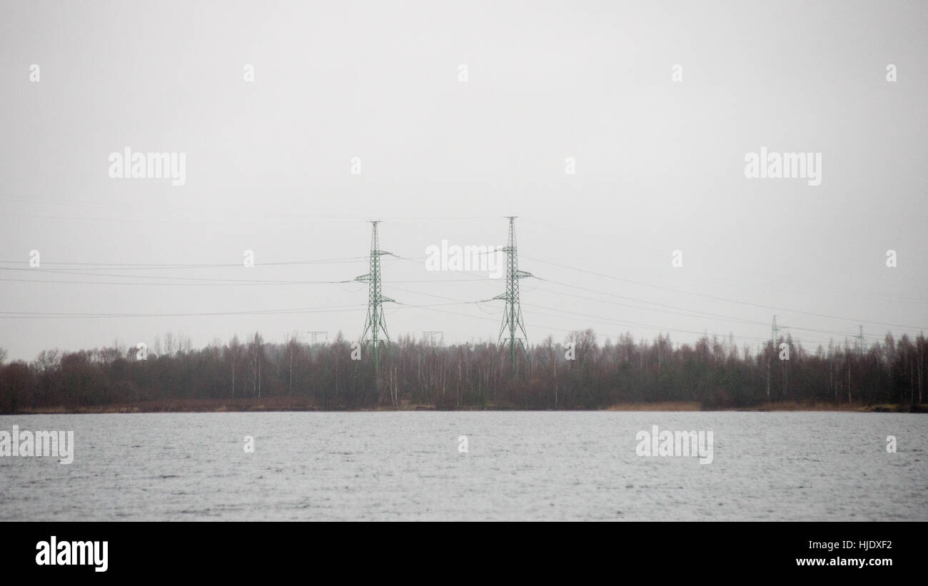 transmitter tower. radar lines with sky in background Stock Photo - Alamy