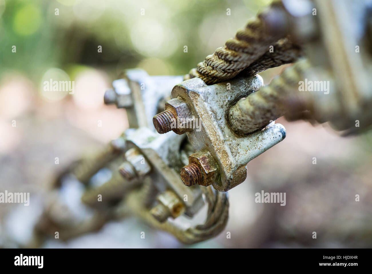 Rusty painted steel cable, bad condition. close up Stock Photo - Alamy