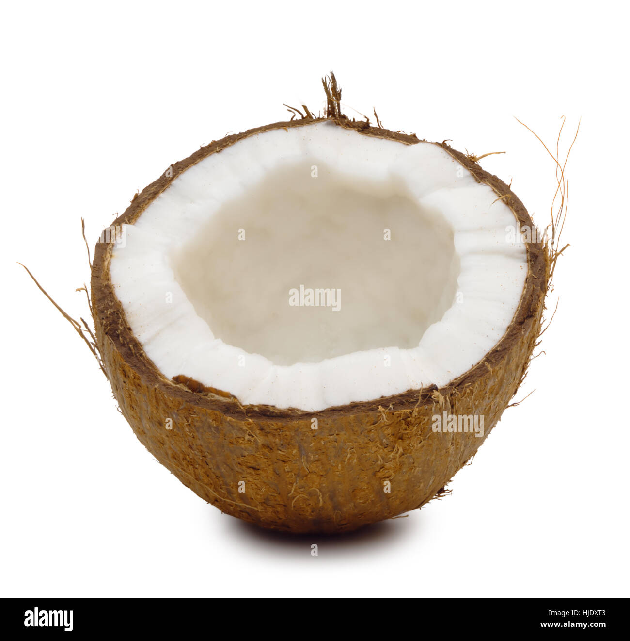 broken a coconut on a white background Stock Photo - Alamy