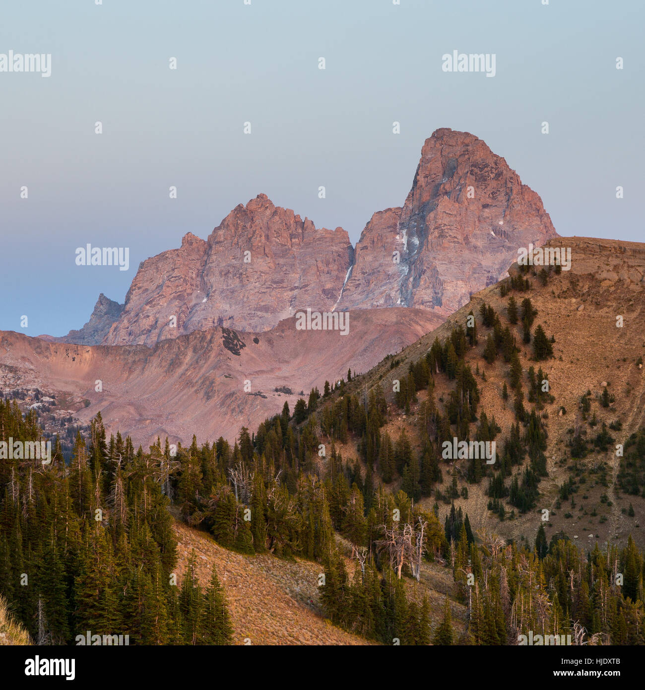 The Grand Teton and Mount Owen above Grand Targhee Ski Resort in the ...