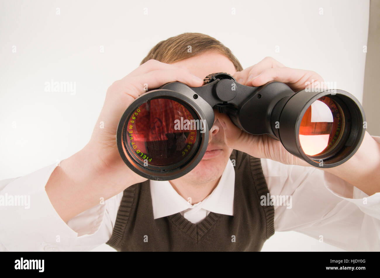 man with binoculars Stock Photo - Alamy