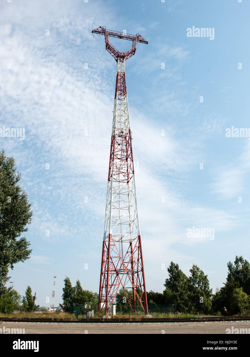 transmitter tower. radar lines with sky in background Stock Photo - Alamy