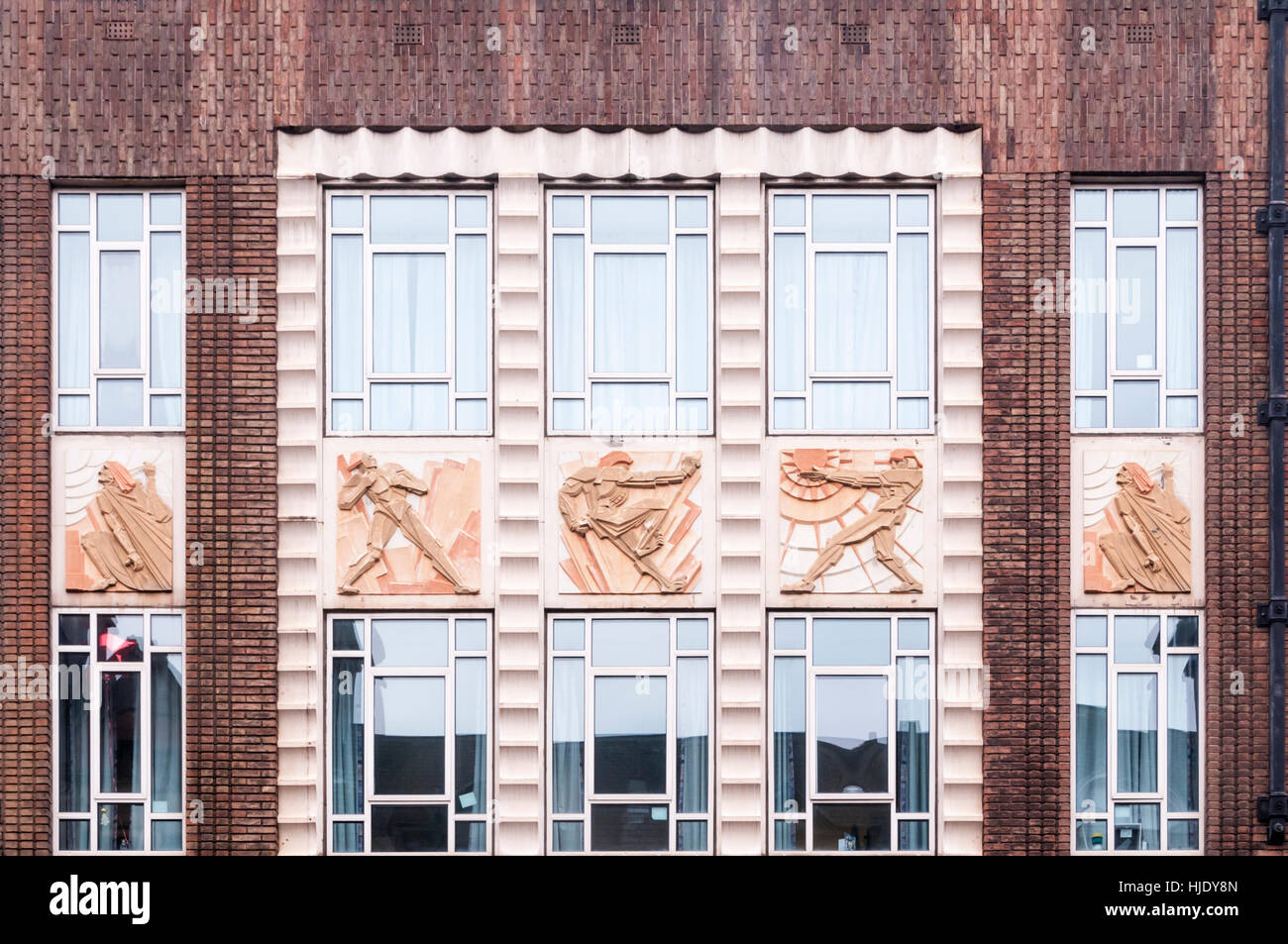 Art-deco reliefs on building built for the General Electric Company in ...
