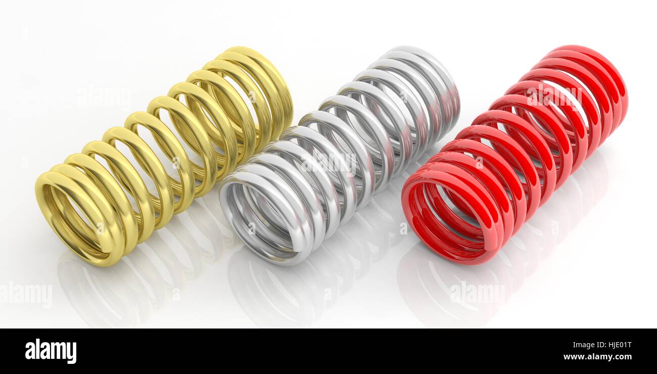 Metal springs isolated on white background. 3d illustration Stock Photo ...